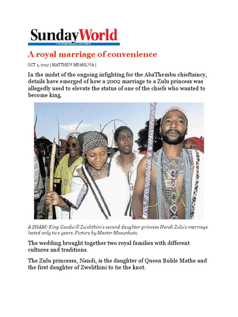 SA - Princess Nandi Zulu and Thembu Prince, A Marriage of Convenience ...