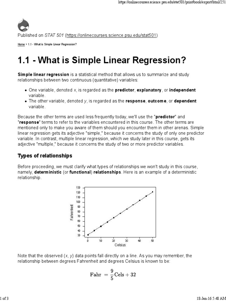 Simple Linear Regression | PDF | Linear Regression | Statistics