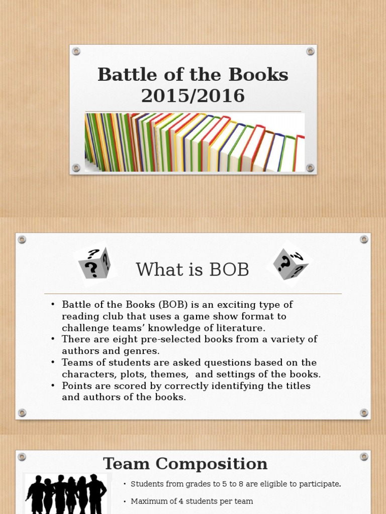 Battle of the Books Overview 2015-2016 | PDF | Teachers | Teaching And ...