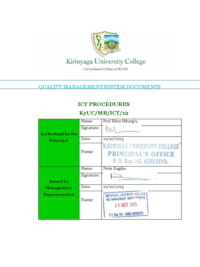 12 ICT Procedures Manuals 1 | Iso 9000 | Backup