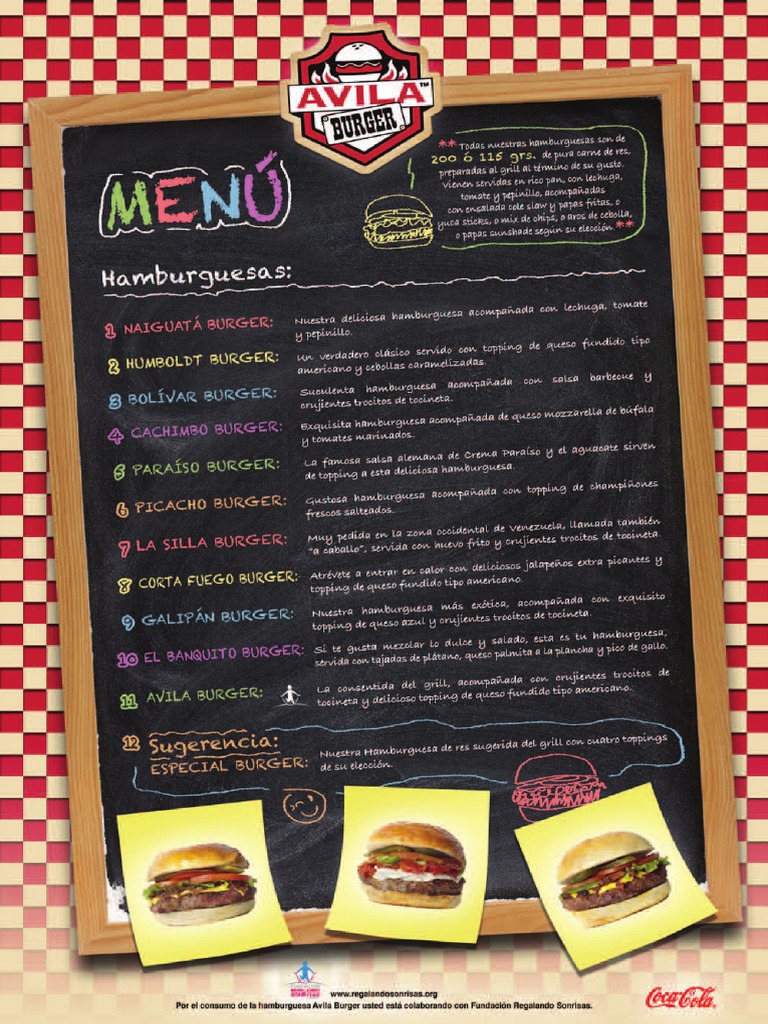 Menu Avila Burger | PDF