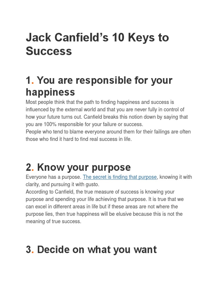 10 Keys To Success | PDF | Self Actualization | Motivation
