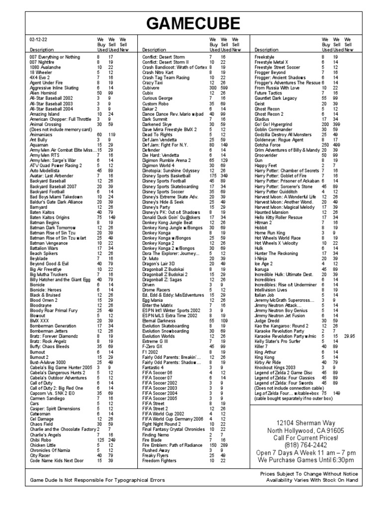 Game Cube | PDF | The Legend Of Zelda | Leisure