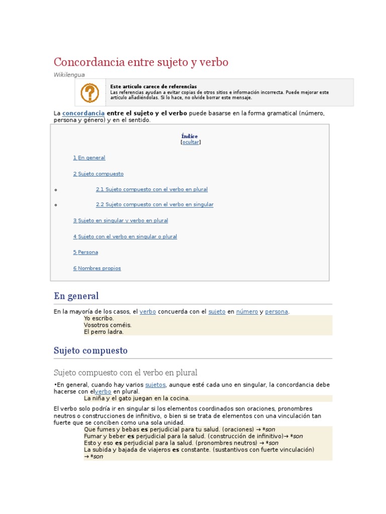 Concordancia Entre Sujeto y Verbo | Numero Gramatical | Plural