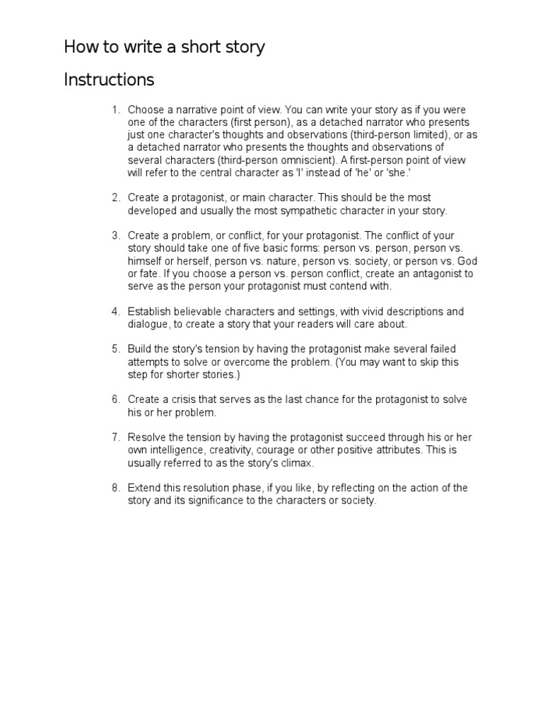 How To Write A Short Story | PDF | Narration