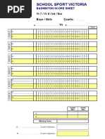 Badminton Score Sheet PDF | PDF | Leisure | Sports