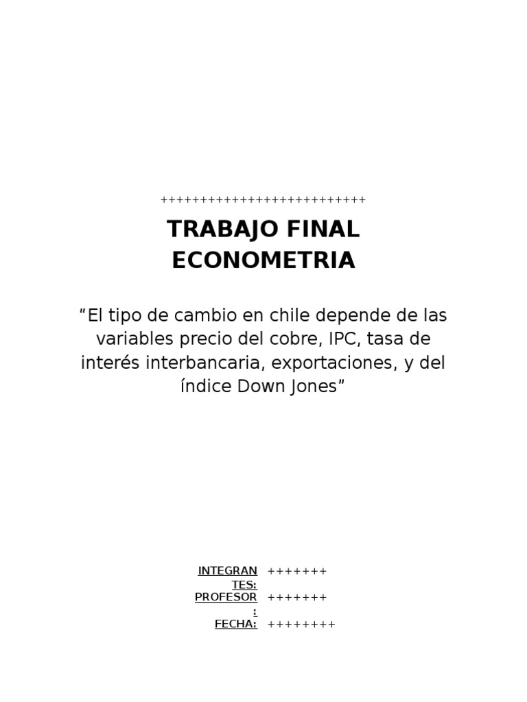 Trabajo Final Econometria | PDF | Econometría | Tipo de cambio