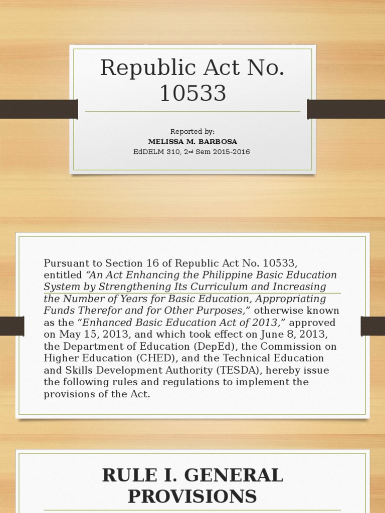 phil republic act 10533 | Curriculum | Primary Education