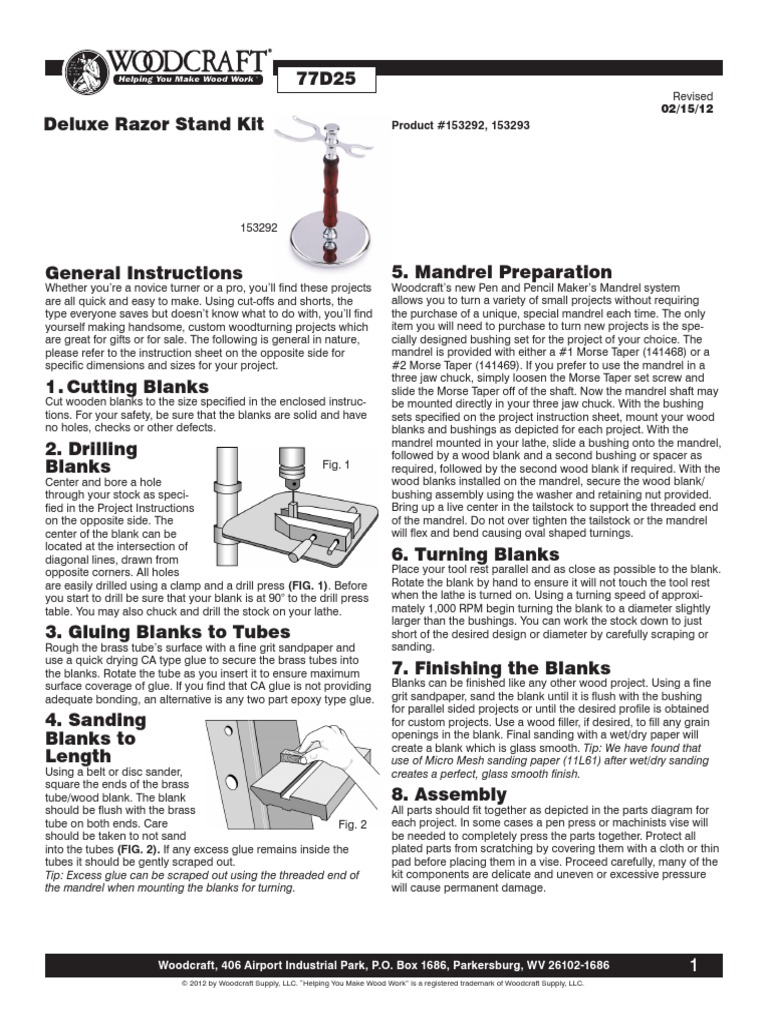 77D25 Deluxe Razor Stand Kit: Product #153292, 153293 | PDF ...