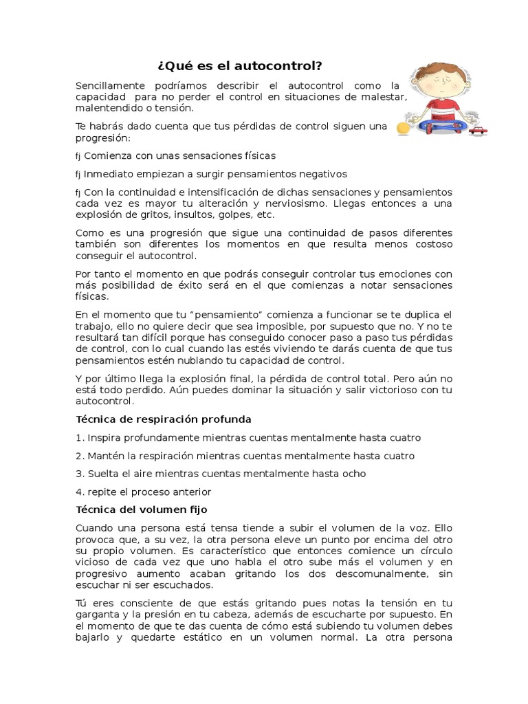 Qué Es El Autocontrol | PDF