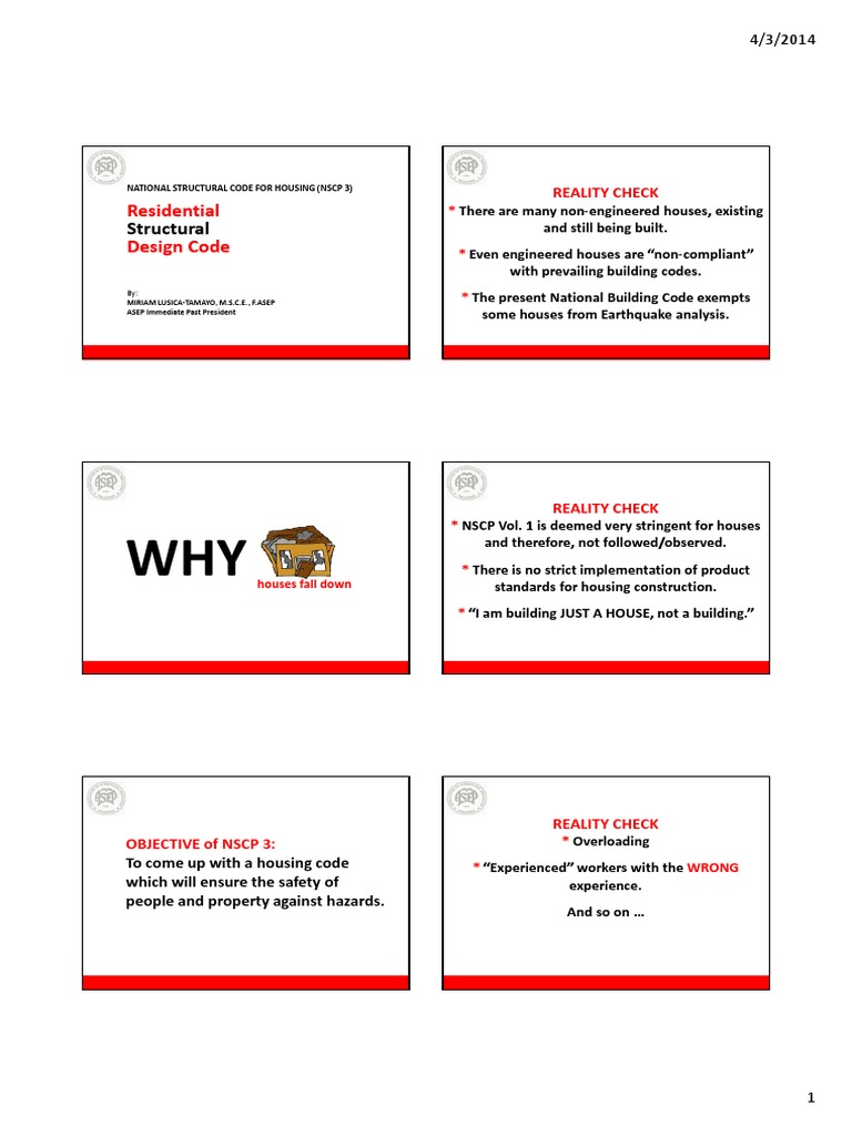 Asep NSCP Vol 3 - Housing Draft | PDF | Building Code | Earthquake Engineering
