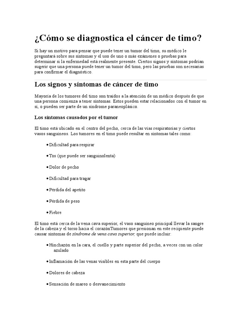 Cómo Se Diagnostica El Cáncer de Timo | PDF | Biopsia | Tomografía de ...