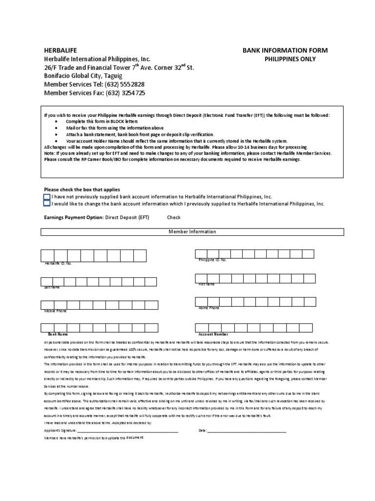 Eft Form | PDF | Banks | Government Information