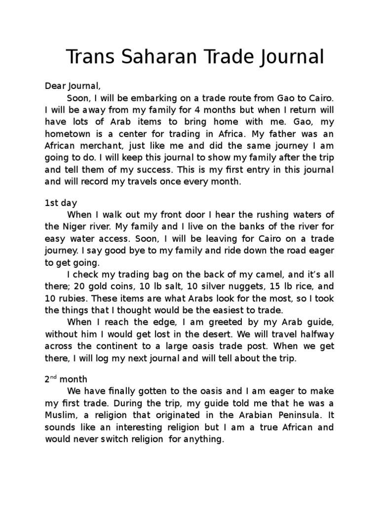 Trans Saharan Trade Journey Journal | PDF | Hajj | Abrahamic Religions