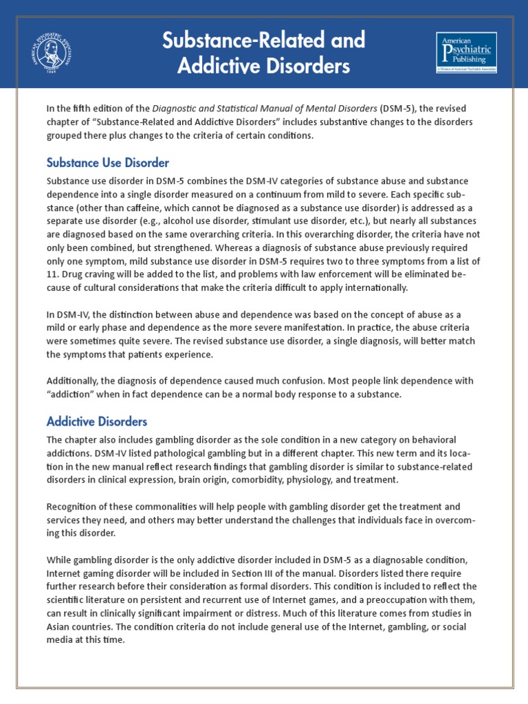 Substance Use Disorder Fact Sheet | Substance Use Disorder | Substance ...