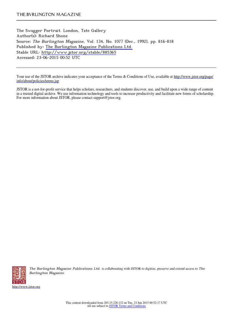 The Swagger Portrait Review of Tate Gallery Exhibition | PDF | Portrait ...