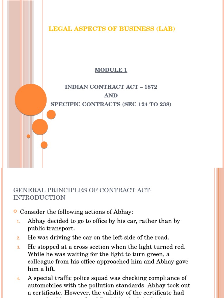 Legal Aspects of Business (Lab) : Indian Contract Act - 1872 AND ...