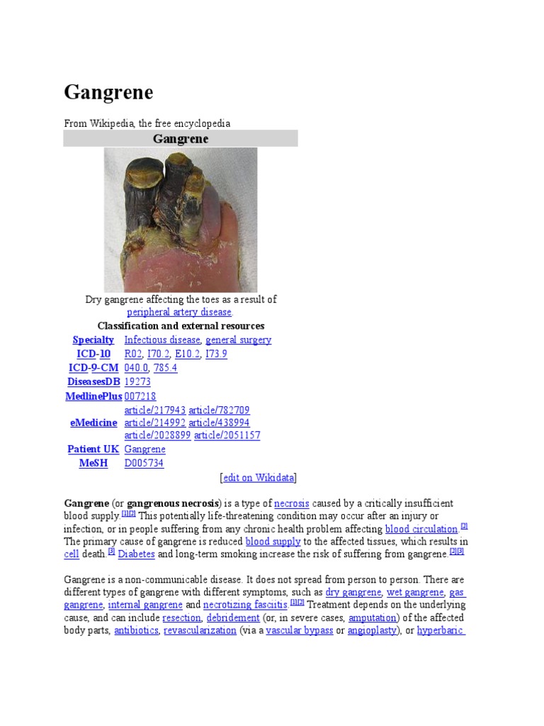 Gangrene | PDF | Ischemia | Medical Specialties