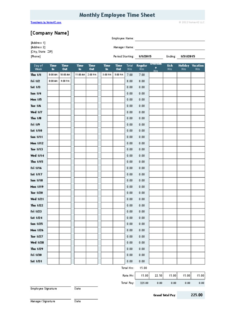 Timesheet With 2 Breaks Monthly | PDF | Copyright | Limited Liability ...