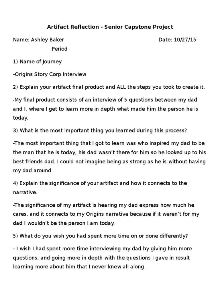 Artifact Reflection Story Corps | PDF