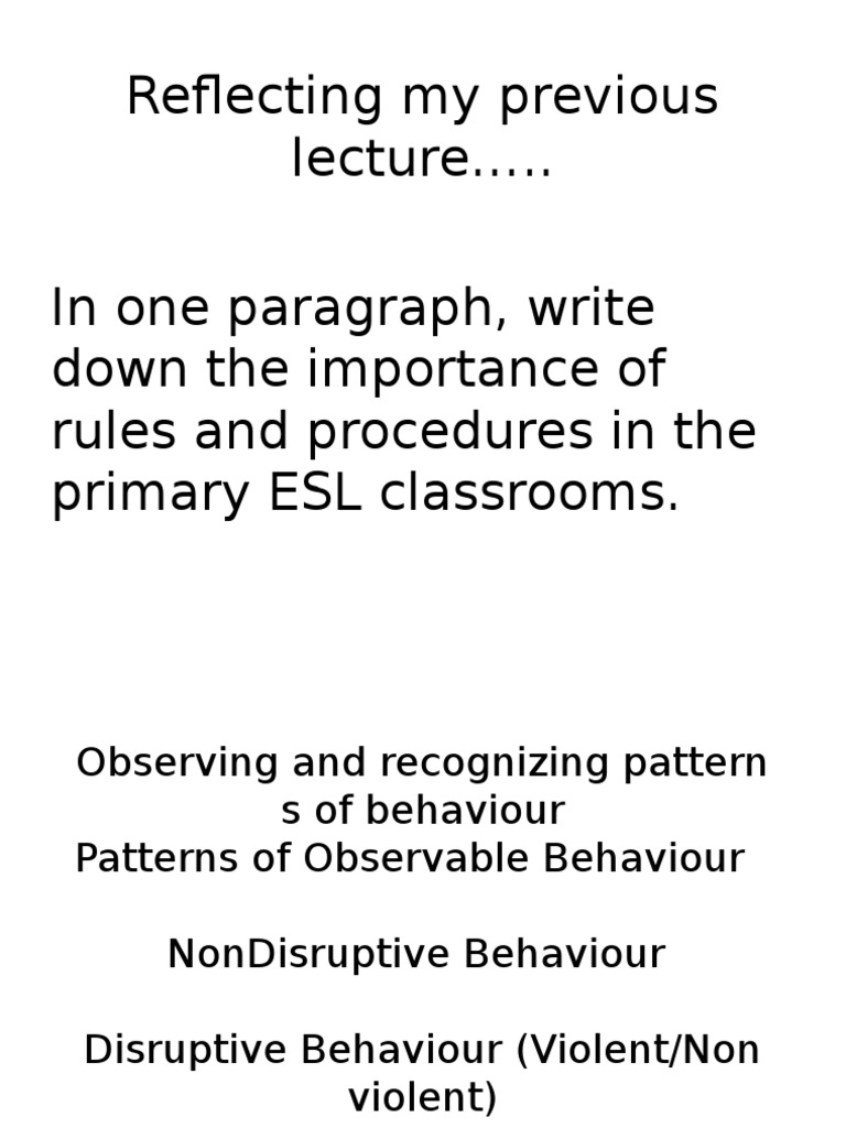 Disruptive Vs Non Disruptive Behaviour | PDF | Classroom Management ...