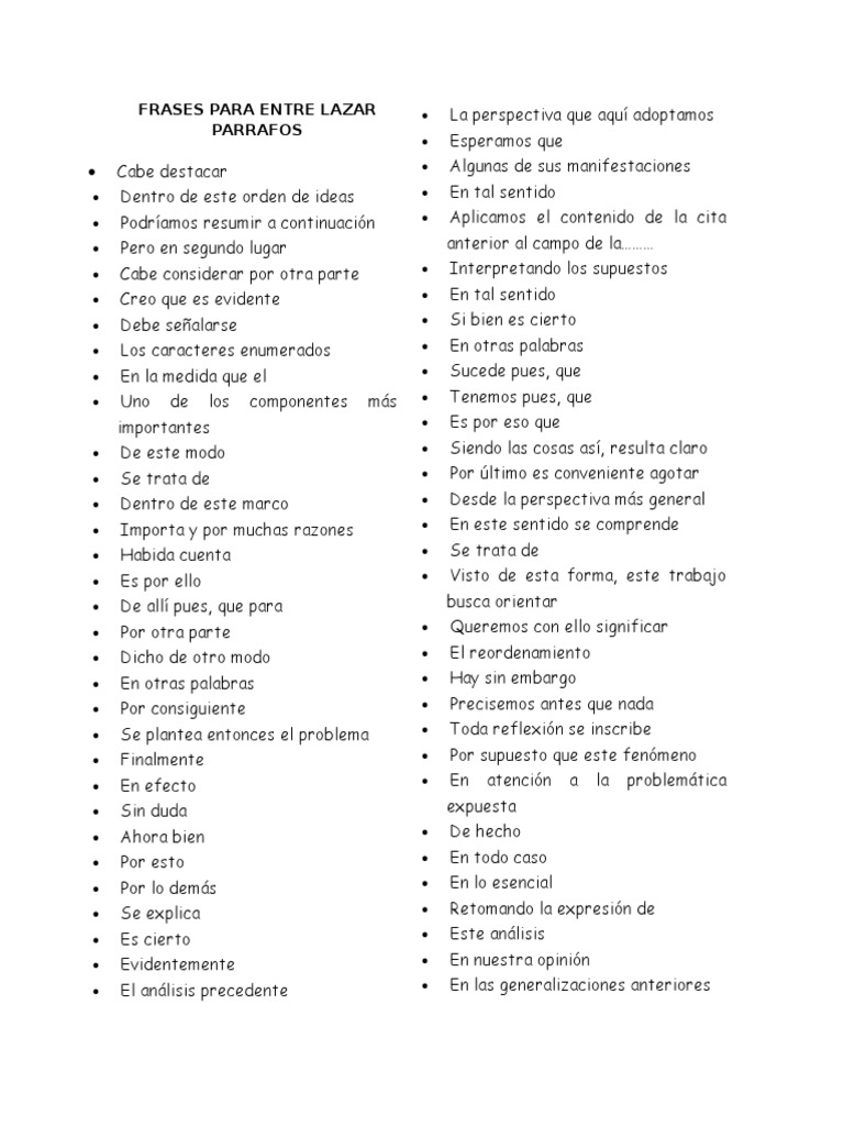 Frases para Entre Lazar Parrafos para Tesis de Grados | PDF