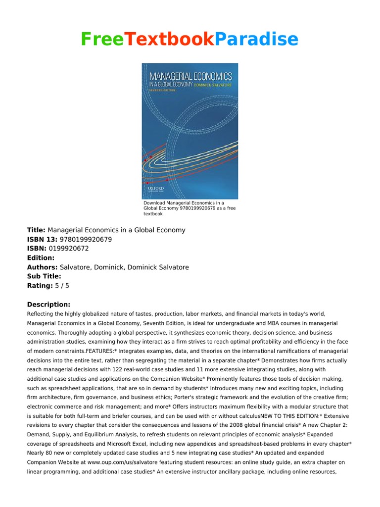 Managerial Economics in A Global Economy Download | PDF | Textbook ...