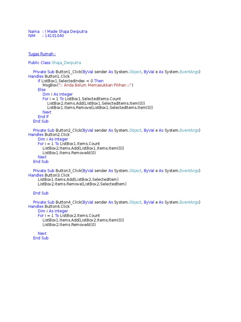 VB.NET ListBox Item Management Code | PDF