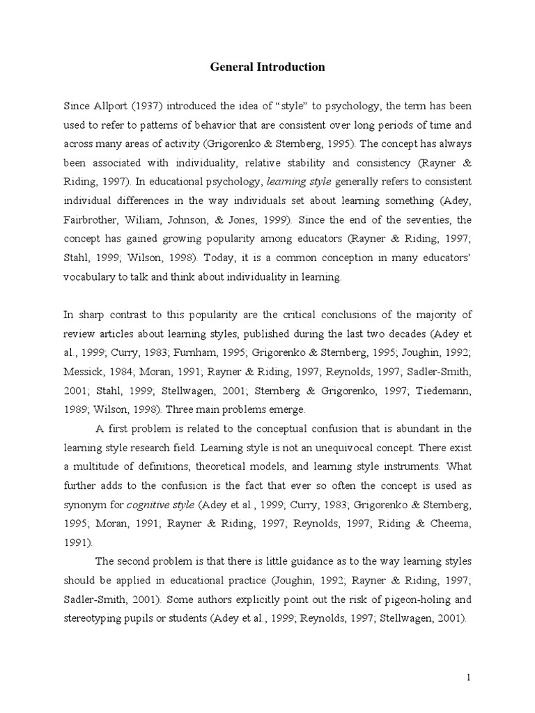 Learning Styles Research | PDF | Learning Styles | Self Efficacy