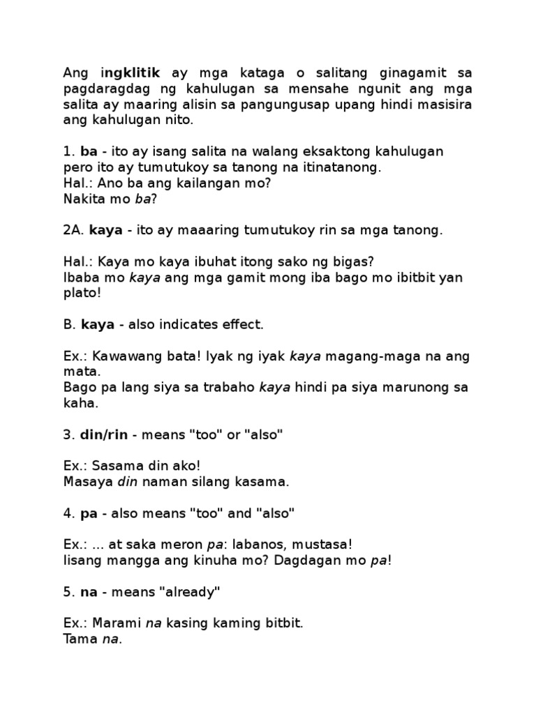 Ingklitik | PDF