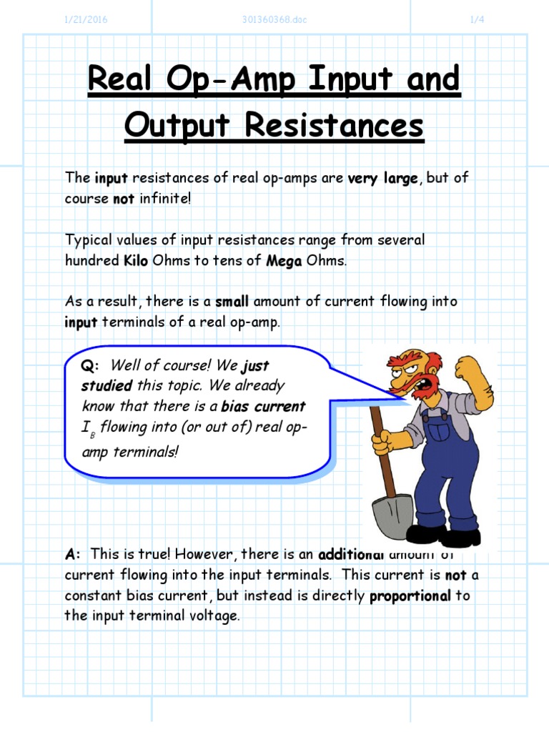 Real Op Amp Input and Output Resistance | PDF | Operational Amplifier | Amplifier
