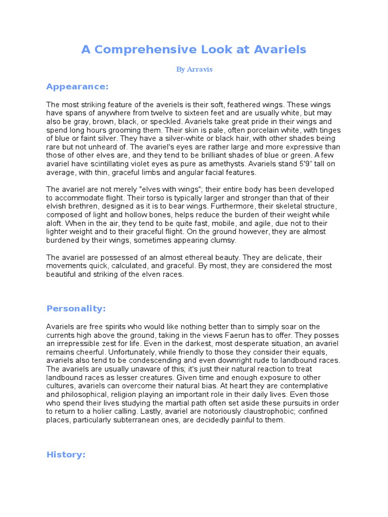 Avariel | PDF | Elf (Dungeons & Dragons) | Dwarf (Middle Earth)