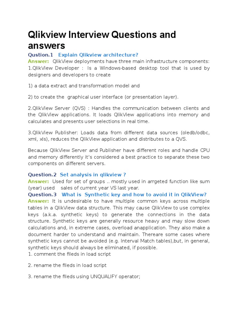 Qlikview Interview Questions and Answers | PDF | Mobile App ...