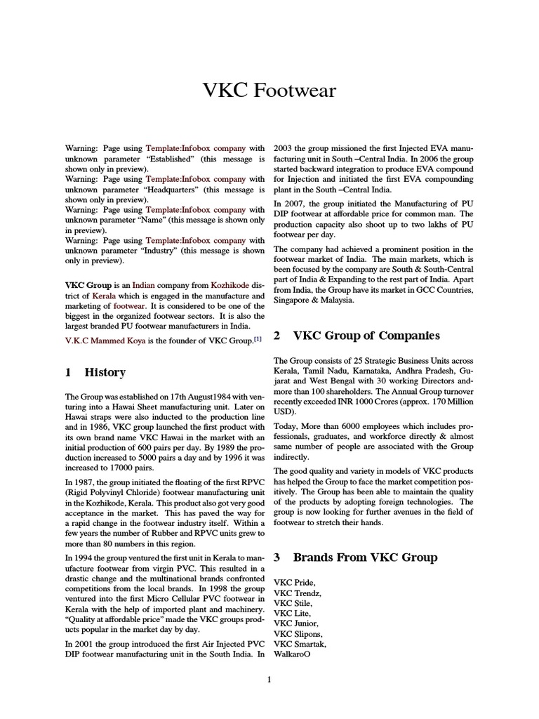 VKC Footwear | PDF | Economy Of India | Business