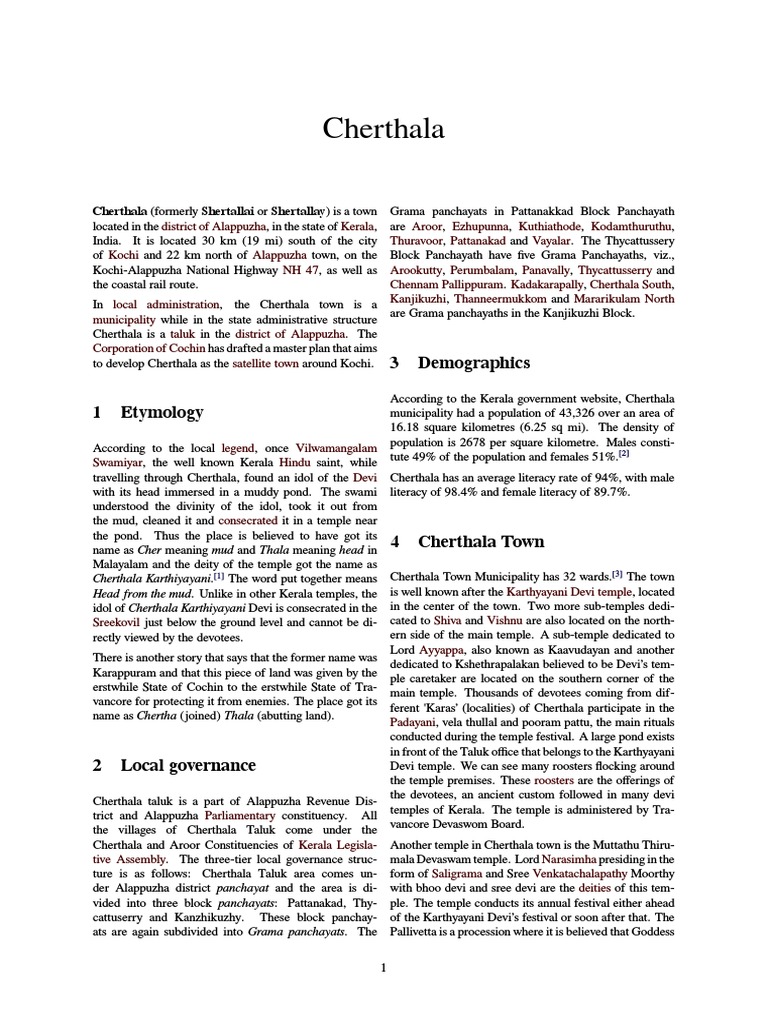 A Comprehensive Overview of Cherthala Town: Its History, Governance ...