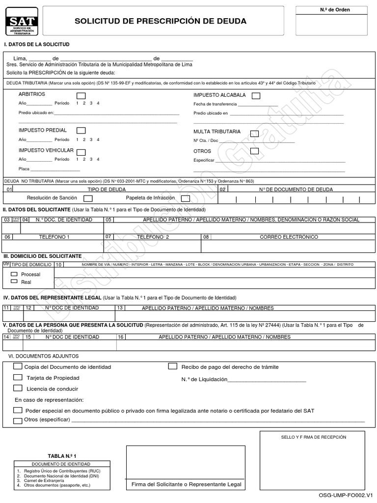 Formato de Prescripcion de Deuda Sat | PDF | Documentos oficiales | Gobierno y personalidad