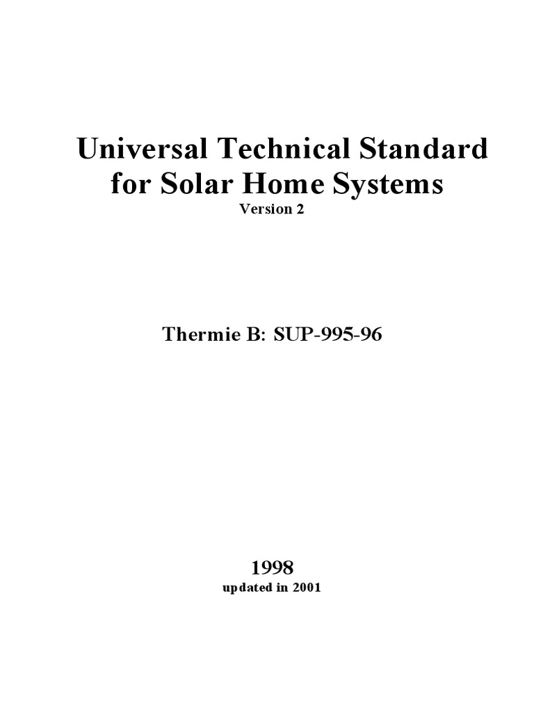 Universal Technical Standard For Solar Home Systems | PDF | Battery ...