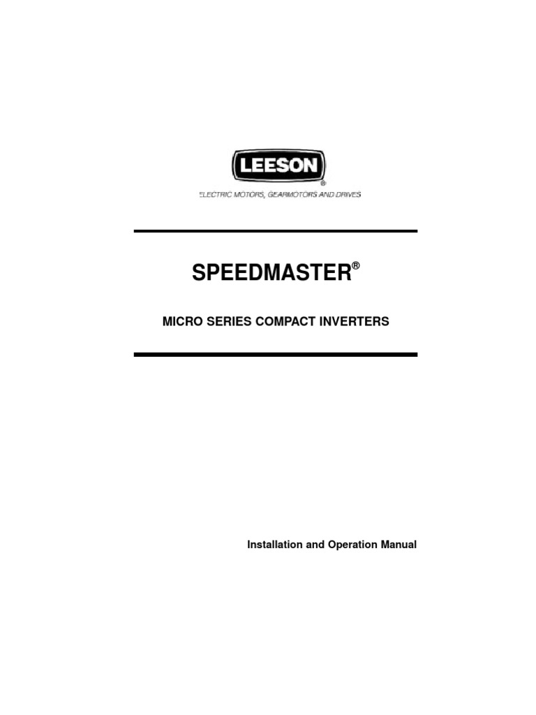 Leeson Speedmaster Manual | PDF | Alternating Current | Electrical ...