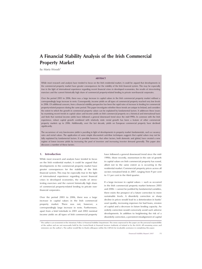 A Financial Stability Analysis of The Irish Commercial Property Market ...