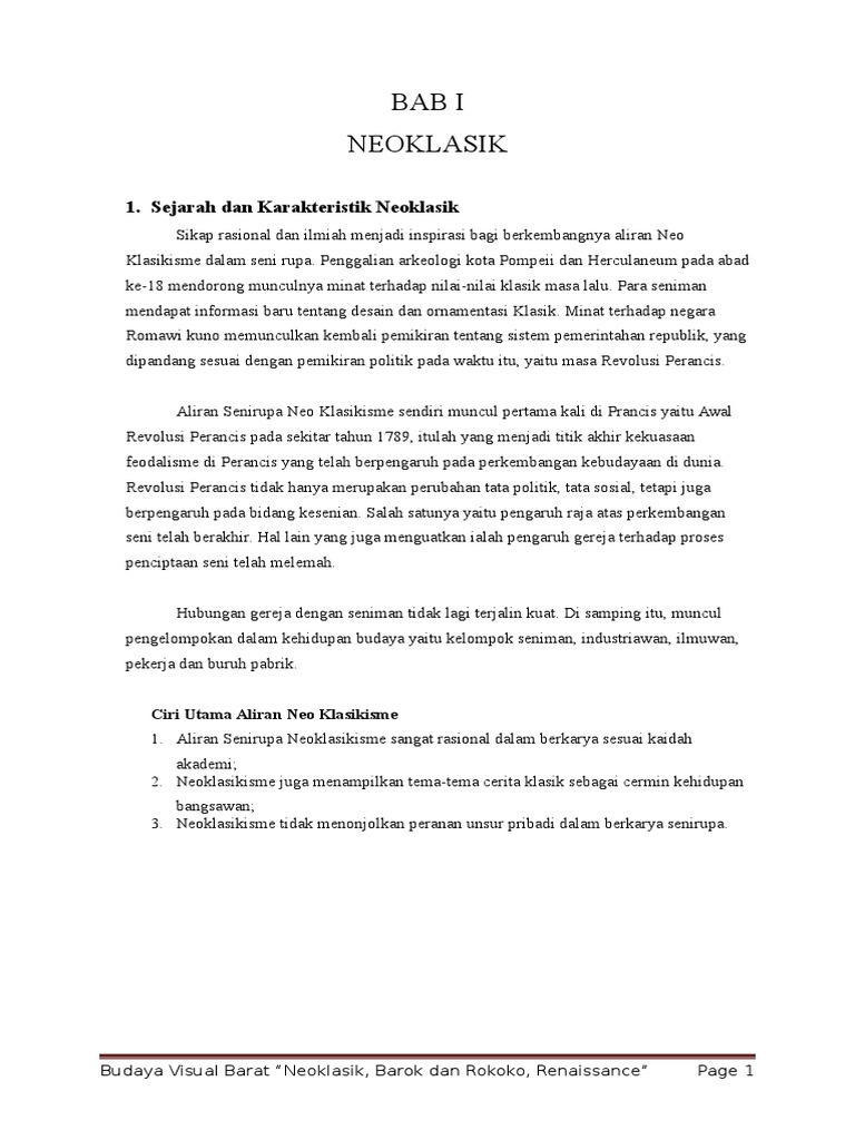 Aliran Lukisan Renaissance, Barok Rokoko, Dan Neo Klasik | PDF | Seni ...