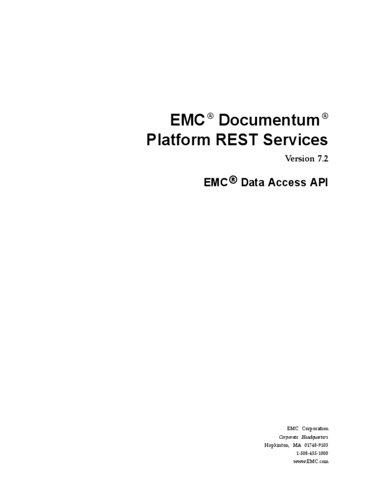 Docu57893 - Documentum Platform REST Services-7.2.Data Access API PDF ...