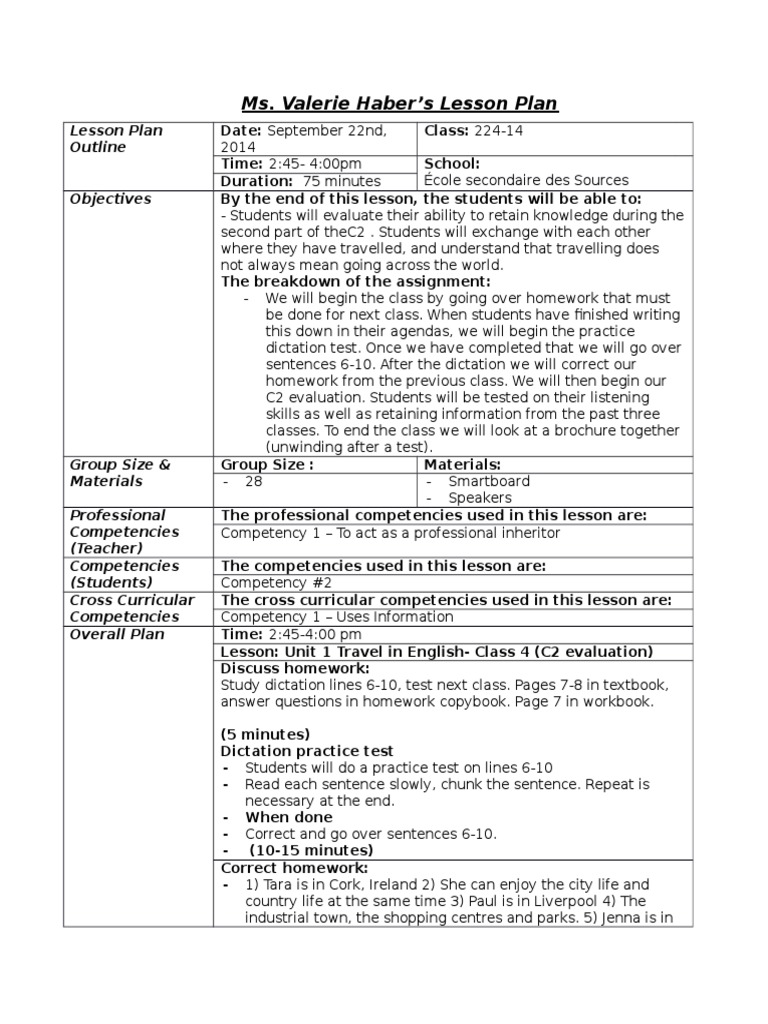 Ms. Valerie Haber's Lesson Plan | PDF | Lesson Plan | Education Theory