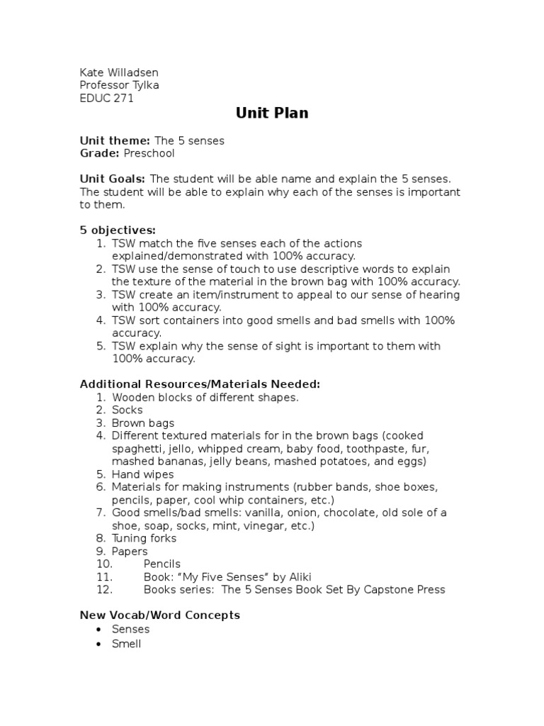 Birth To 6 Unit Plan | PDF | Language Arts & Discipline | Self-Improvement
