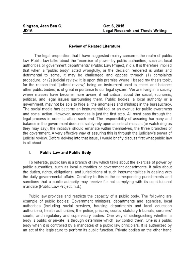 RRL Thesis JD October 12, 2015 | PDF | Judiciaries | Judicial Review