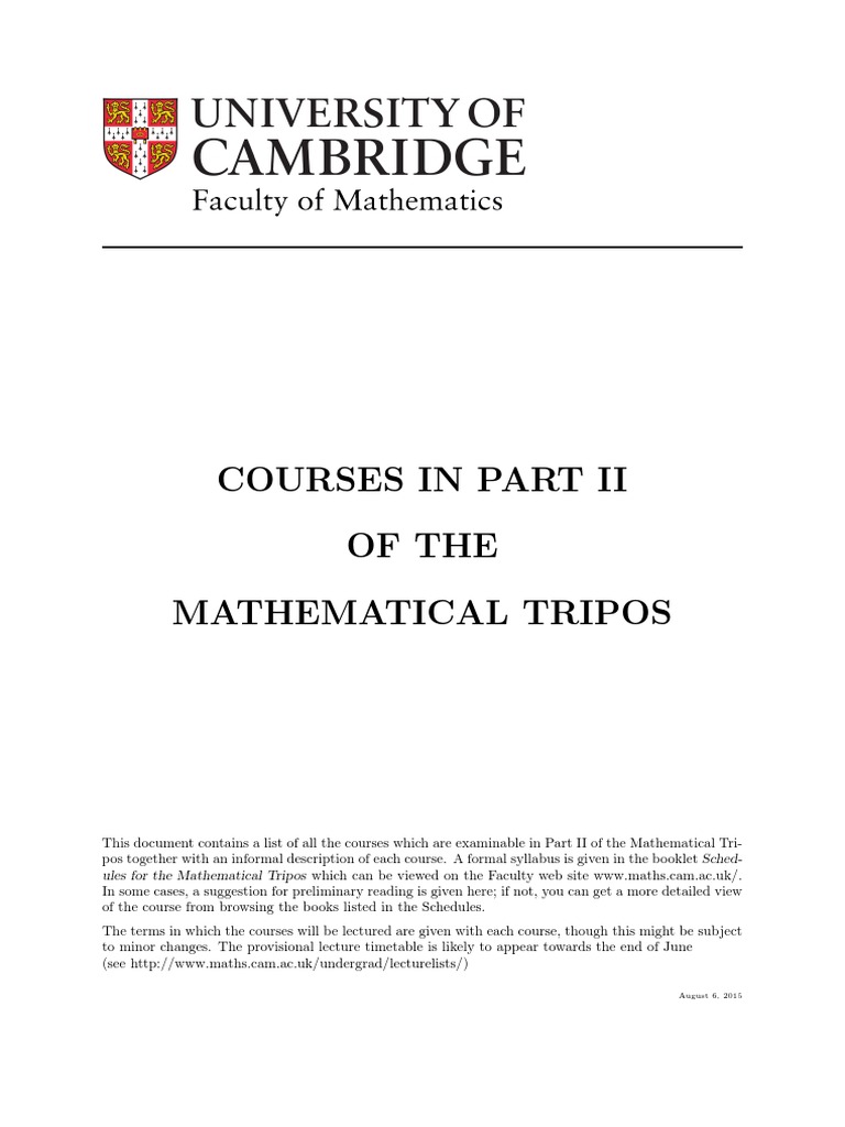 Part II Mathematical Tripos Guide | PDF | Manifold | Geometry