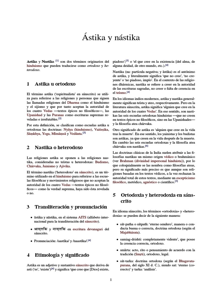 Ástika y Nástika | PDF | Filosofía india antigua | Filosofía hindú