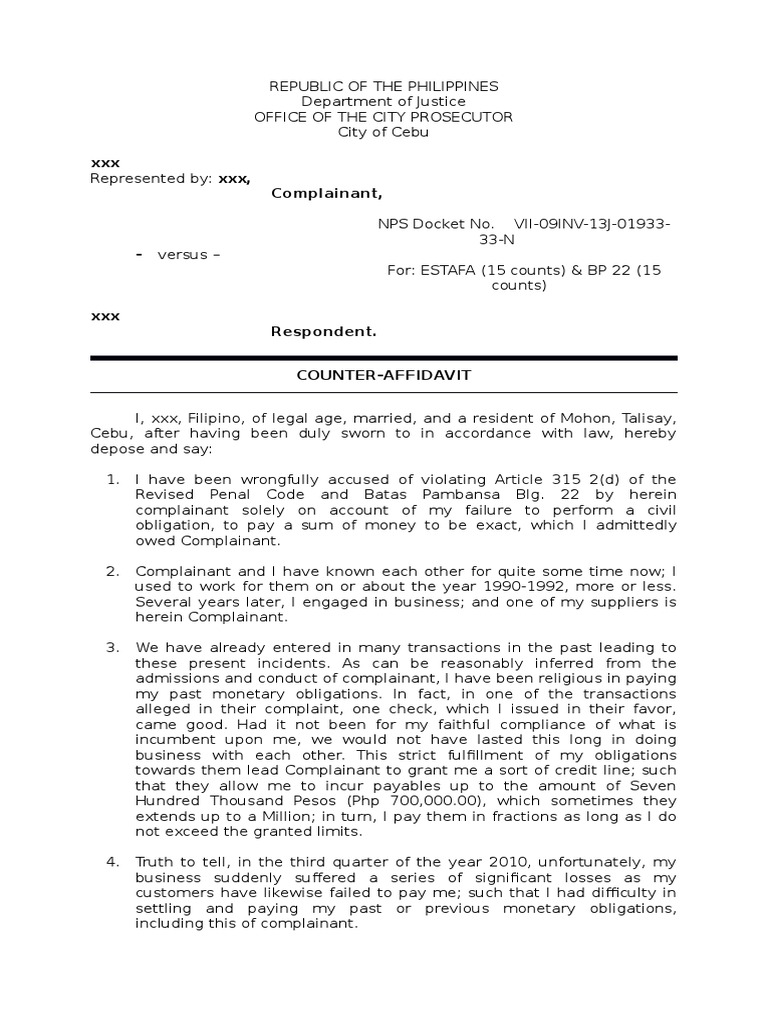 Counter Affidavit | PDF