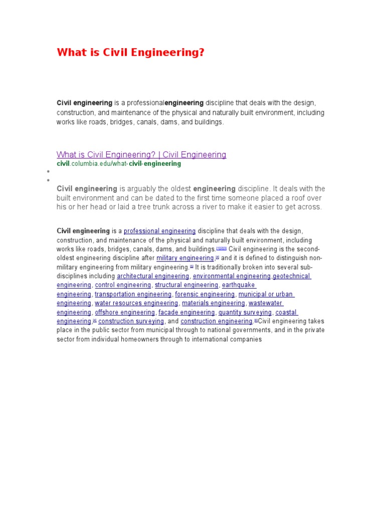 What Is Civil Engineering | PDF