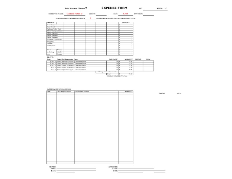 Employee Expense Report Form | PDF
