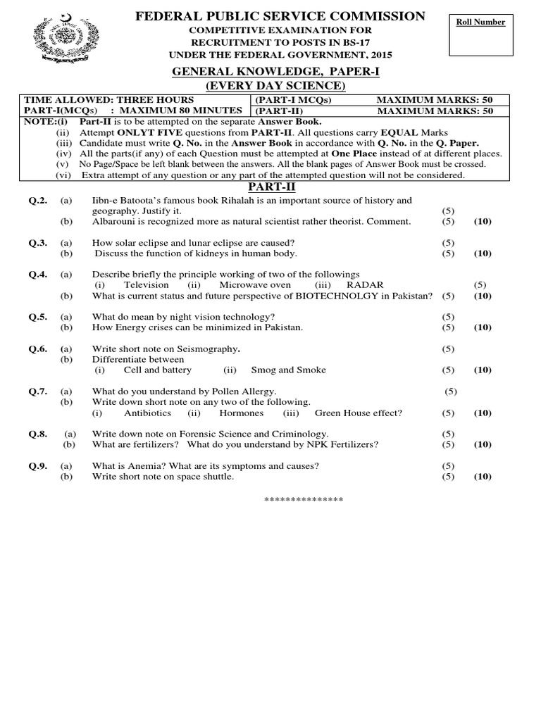 General Knowledge Paper-I: Everyday Science | PDF